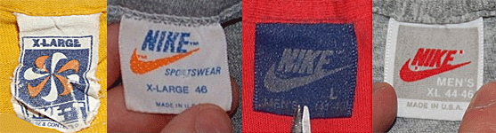 Vintage Nike T-Shirt Tags | Pinwheel Orange Blue Grey