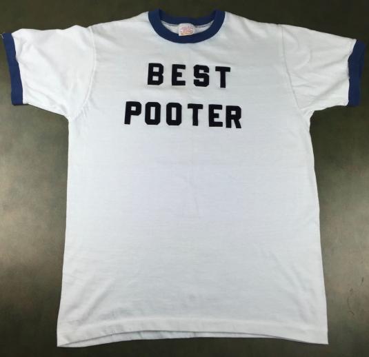 Vintage 70s 80s Funny Best Pooter Handmade Ringer T-Shirt L | Defunkd