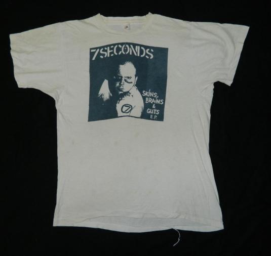 Vintage 7 SECONDS 1982 SKINS BRAINS & GUTS EP T-SHIRT sXe XL | Defunkd