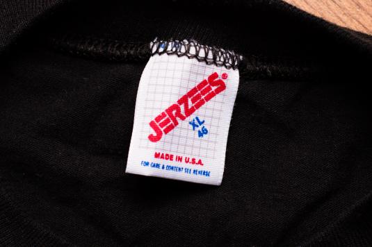 Jerzees Logo Patch Pocket T-Shirt, Branded Black Tee 80s-90s | Defunkd