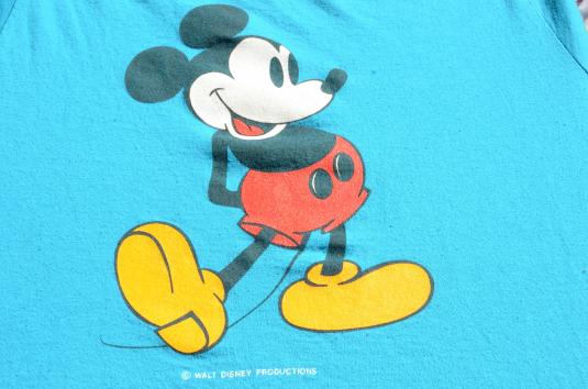 Vintage 1980s Mickey Mouse Aqua Blue Cotton T-Shirt M | Defunkd