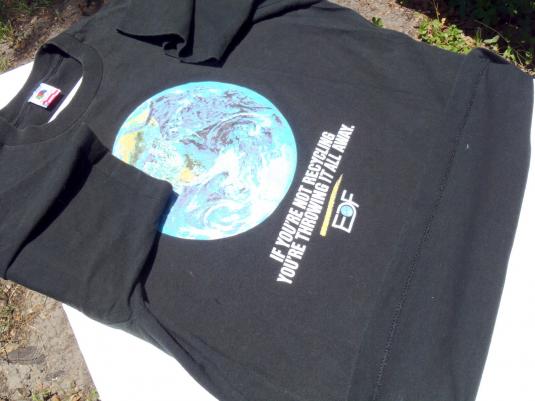 Vintage 1980s Black Earth Recycle EDF Cotton T-Shirt L | Defunkd