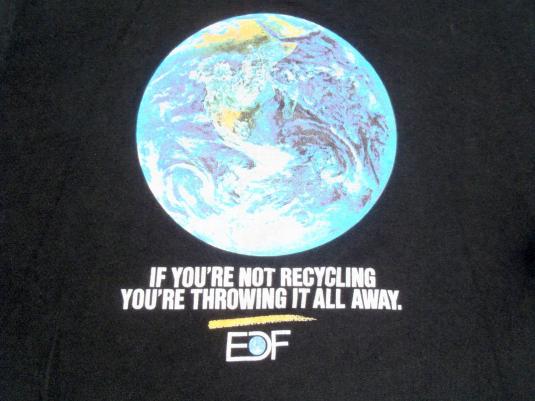 Vintage 1980s Black Earth Recycle EDF Cotton T-Shirt L | Defunkd