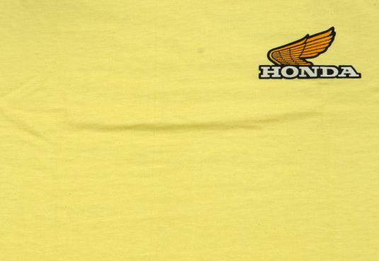 Vintage 1980 Honda Custom Motorcycle Yellow Cotton T Shirt M | Defunkd