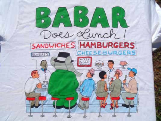 Vintage 1980s Babar Does Lunch HBO White T-Shirt XL | Defunkd