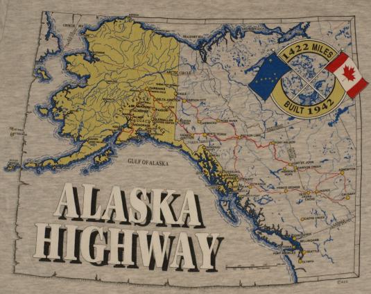 Vintage 1990s Alaska Highway Map T-Shirt 90s | Defunkd