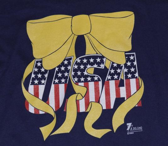 Vintage USA Yellow Ribbon Navy Blue Soft Thin T-Shirt | Defunkd