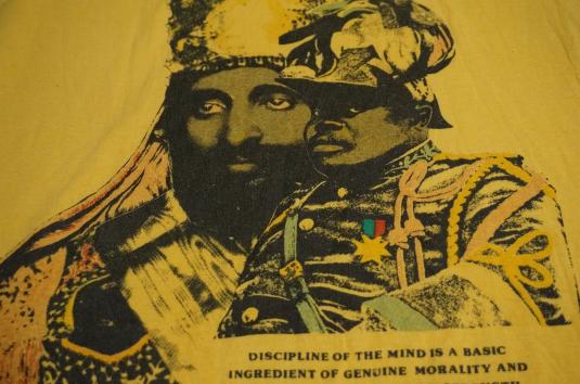 Vintage Rastafarian Haile Selassie Marcus Garvey T-Shirt M/S | Defunkd