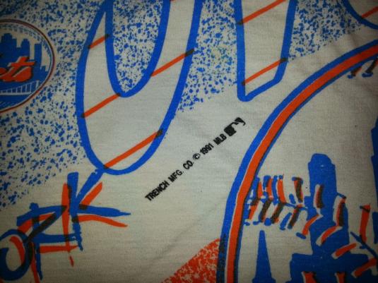 1991 NY Mets All Over Print T-Shirt 90s Trench MLB Sz L | Defunkd