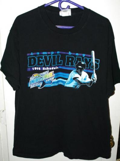 Vtg Tampa Bay Devil Rays Inaugural Season Schedule T-shirt | Defunkd