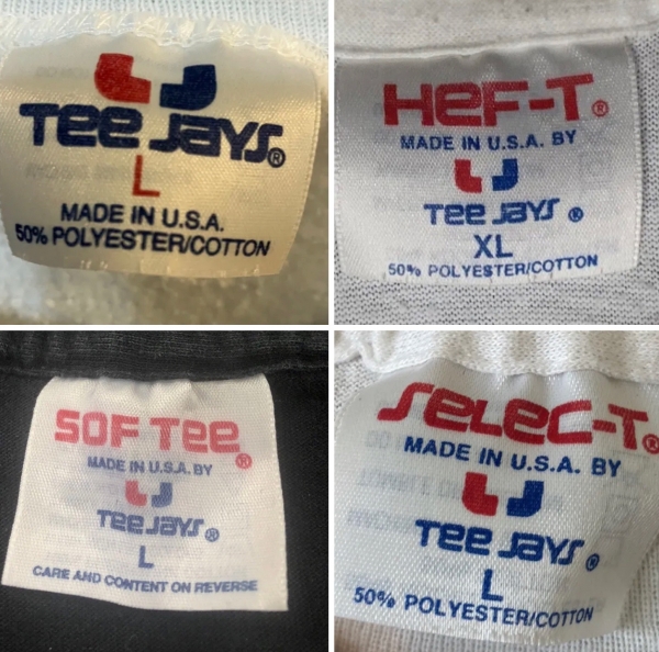 History of Tee Jays Vintage T-Shirt Tags 1991-2008 RN 53750
