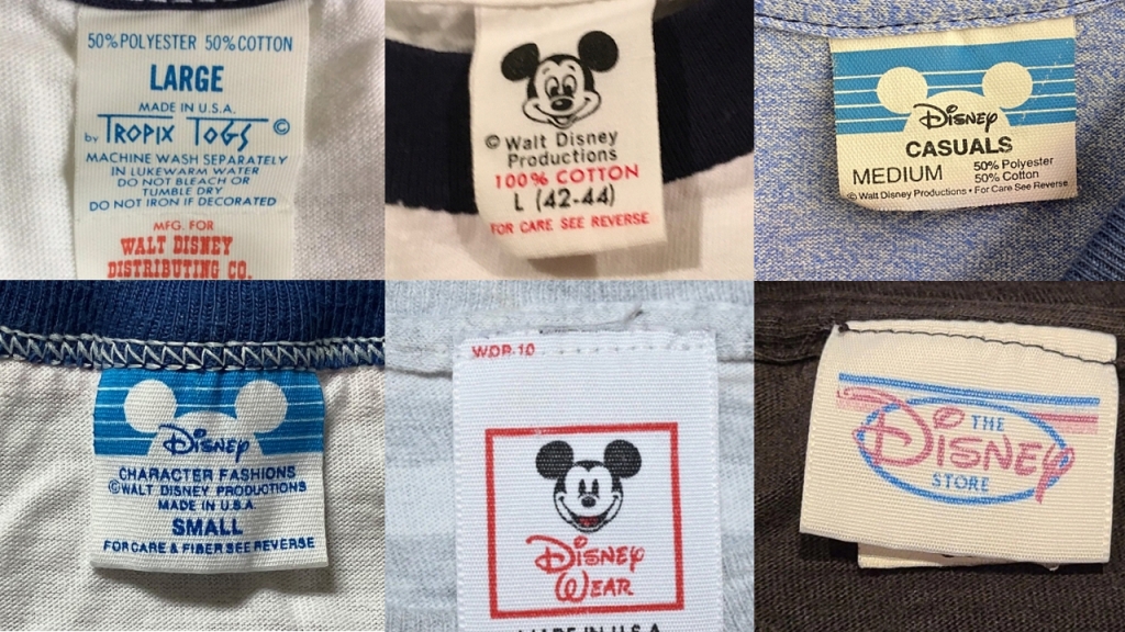 The History of Disney Brand Vintage T-Shirt Tags 1972-2010